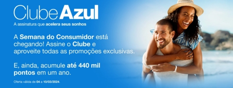 Aderir ao Clube Azul agora pode acumular até 440 mil pontos